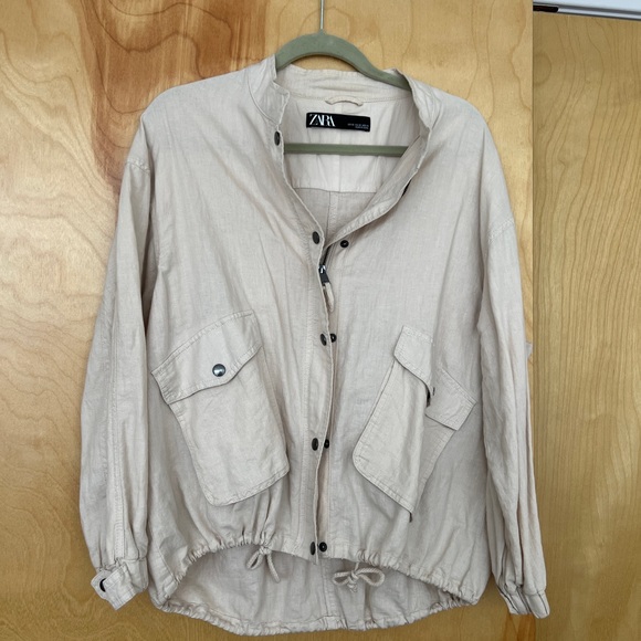 Zara | Jackets & Coats | Zara Linen Utility Jacket | Poshmark
